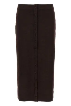 Victoria Beckham Wool Blend Midi Skirt - Brown