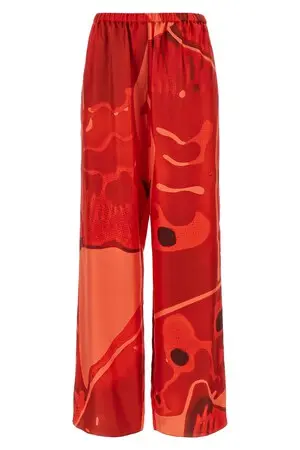 FERRAGAMO Summer Print Silk Palazzo Pants