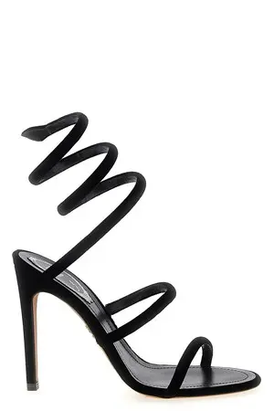 Rene Caovilla Cleo Velvet Sandals - Black