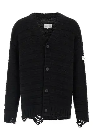 MAISON MARGIELA Distressed Wool Cardigan - Black
