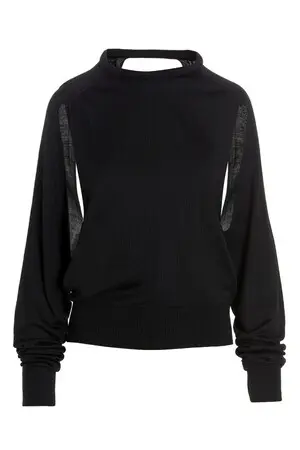 RAMAEL Cut Out Insert Top Sweater - Black