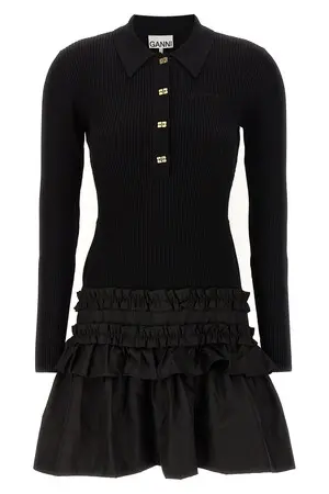 GANNI Melange Rib Knit Mini Dress