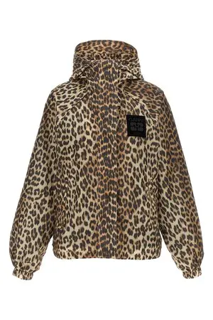 GANNI Leopard Print Nylon Windbreaker