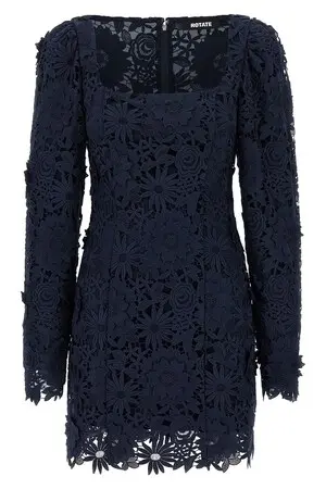ROTATE BY BIRGER CHRISTENSEN 3d Lace Ls Mini Dress - Blue