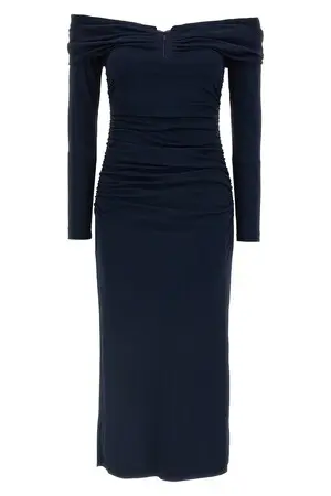 Carolina Herrera Off-shoulder Ruched Midi Dress