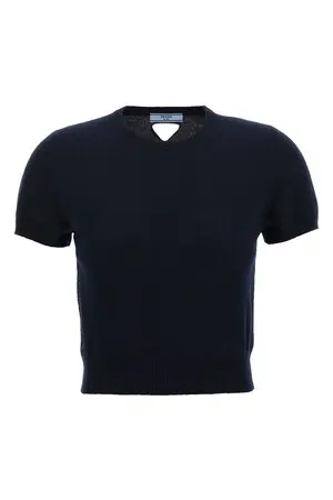 Prada Cut-out Logo Sweater - Blue