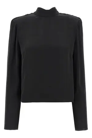 ROTATE BY BIRGER CHRISTENSEN Satin Drapy Back Top - Black