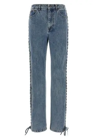 ROTATE BY BIRGER CHRISTENSEN Laced Straight Leg Jeans - Blue