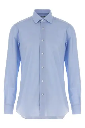 BARBA NAPOLI Honeycomb Cotton Shirt - Light Blue