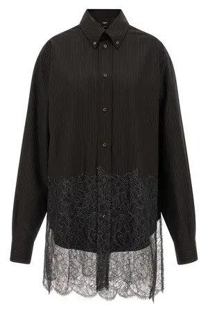 Fendi Wool And Lace Shirt - Brown