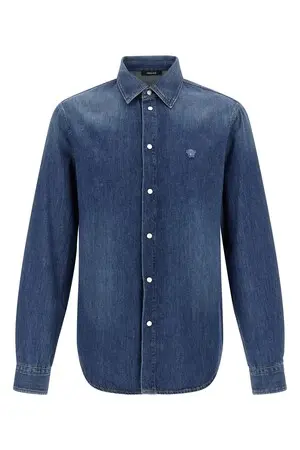 Versace Medusa' Patch Shirt - Blue