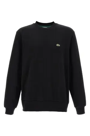 Lacoste Logo Patch Fleece Cotton Sweatshirt - Black