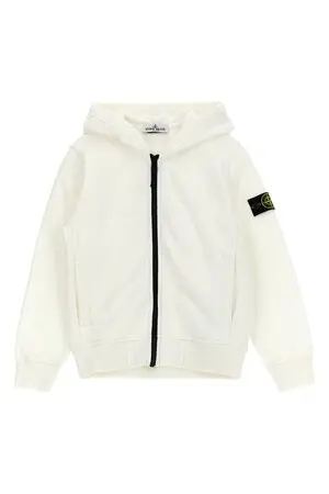 Stone Island Logo Badge Hoodie - White