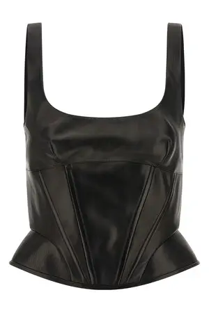 Ermanno Scervino Peplos Leather Top