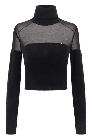 Elisabetta Franchi Brushed Insert Turtleneck Sweater - Black