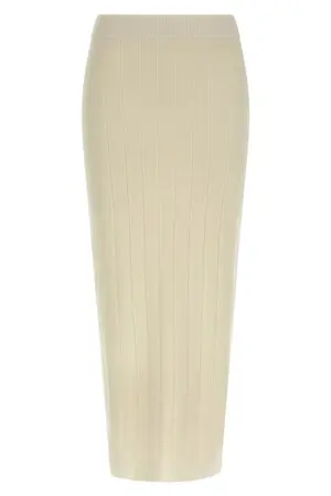 Max Mara Cashmere Ribbed Midi Skirt - White