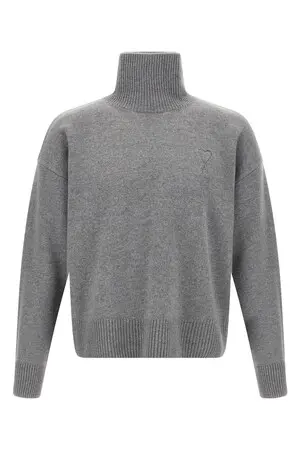 AMI Paris Puff Logo Sweater - Gray