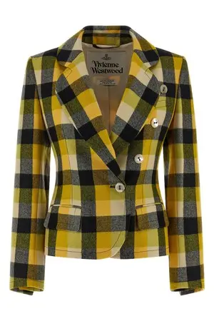 VIVIENNE WESTWOOD Georgia Pixel Check Wool Blazer - Yellow
