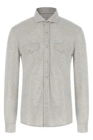 Brunello Cucinelli Piqué Cotton Shirt - Gray