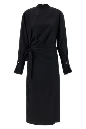 THE ROW Thalassa Virgin Wool Flannel Midi Dress
