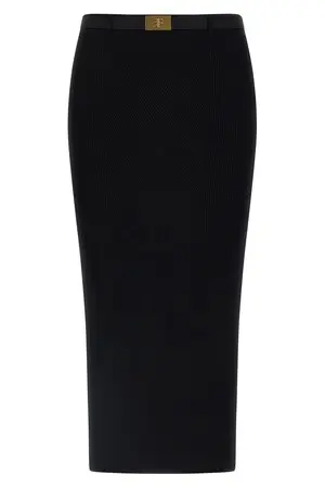 Elisabetta Franchi Ribbed Knit Midi Skirt