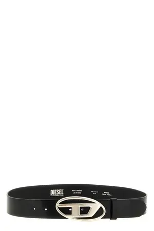 DIESEL® D Logo Leather Belt - Black