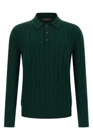 ZANONE Braided Wool Polo Shirt - Green