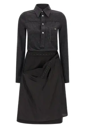 MAISON MARGIELA Virgin Wool Midi Shirt Dress - Gray