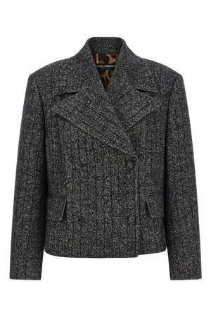 Dolce & Gabbana Striped Wool Blazer - White/black