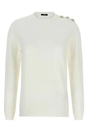 Balmain Monogram Jacquard Shoulder Top - White
