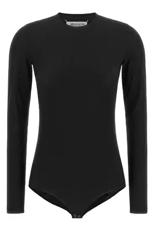 MAISON MARGIELA Technical Stretch Jersey Long Sleeves Crew Neck Bodysuit - Black