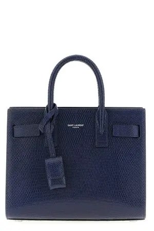 Saint Laurent Lizard Nano Sac De Jour Handbag - Blue