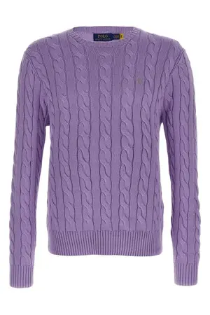 Polo Ralph Lauren Cotton Braided Sweater - Purple