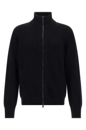 ROBERTO COLLINA Ribbed Cardigan - Black