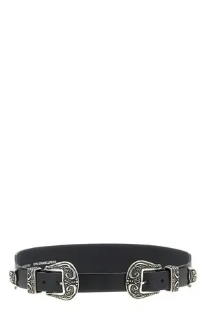 GOLDEN GOOSE Double Buckle Belt - Black