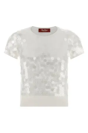 Max Mara Saio Sequined Virgin Wool Sweater - White