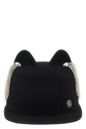 MAISON MICHEL Jamie Felt Hat With Crystals - Black