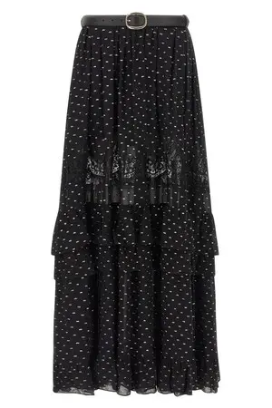 SELF-PORTRAIT Chiffon Lace Maxi Skirt
