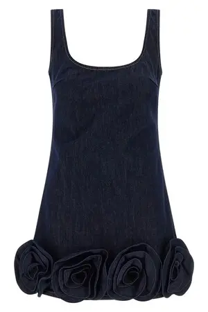 SELF-PORTRAIT Denim 3d Flower Mini Dress - Blue