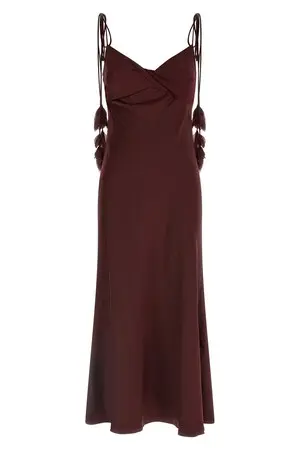 SELF-PORTRAIT Satin Flower Midi Dress