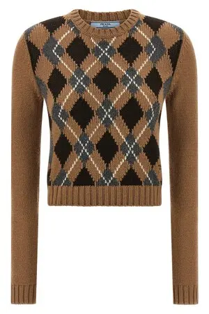 Prada Cashmere Argyle Sweater - Brown