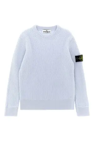 Stone Island Ribbed Virgin Wool Sweater - Light Blue