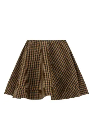 GANNI Crinkled Taffeta Skirt - Brown