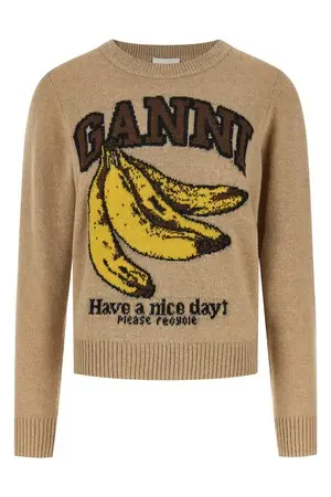 GANNI Banane Graphic Wool Blend Pullover