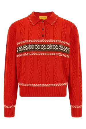Guest In Residence Cable Collegiate Polo' Sweater