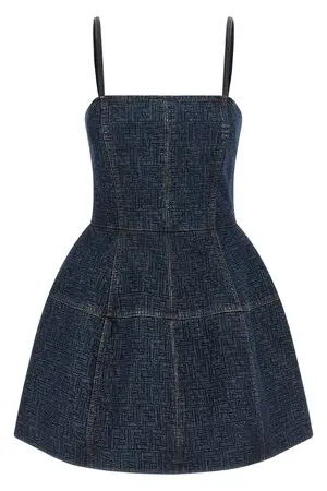 Fendi Ff Quilted Denim Mini Dress