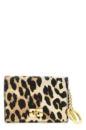 GANNI Leopard' Print Card Holder - White