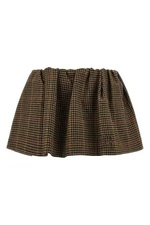 Miu Miu Houndstooth Wool Mini Skirt - Brown