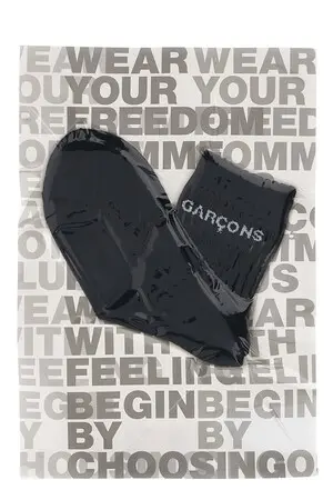 Comme Des Garçons Logo Intarsia Socks - White/black