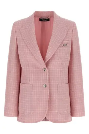 Versace Check Knit Wool Crêpe Blazer
